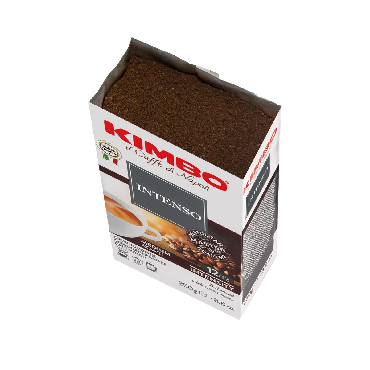 Kimbo Intenso Ground Coffee 250g Brick - Dark Roast with Cocoa Notes ...