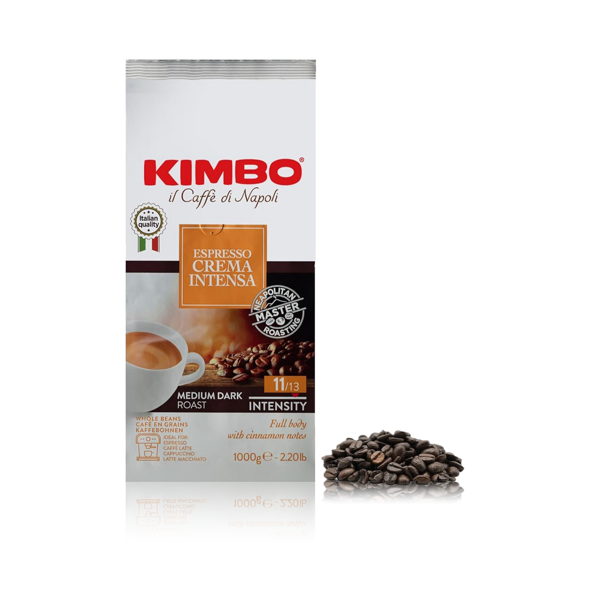 KIMBO - Crema Intensa Whole Bean Coffee - Medium Dark Roast with Rich ...