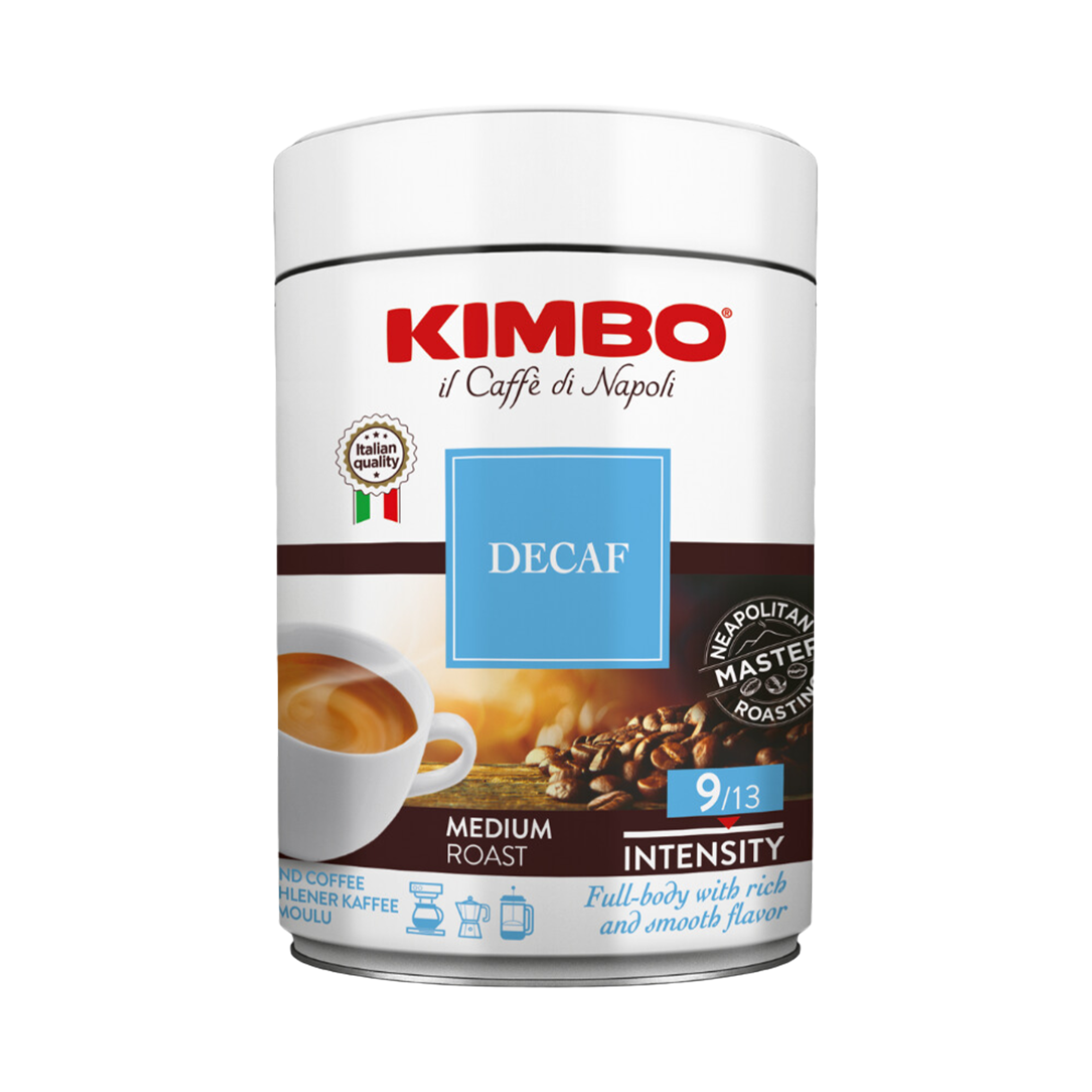 KIMBO - Decaf Ground Coffee - Medium Roast with Rich and Smooth Flavor ...