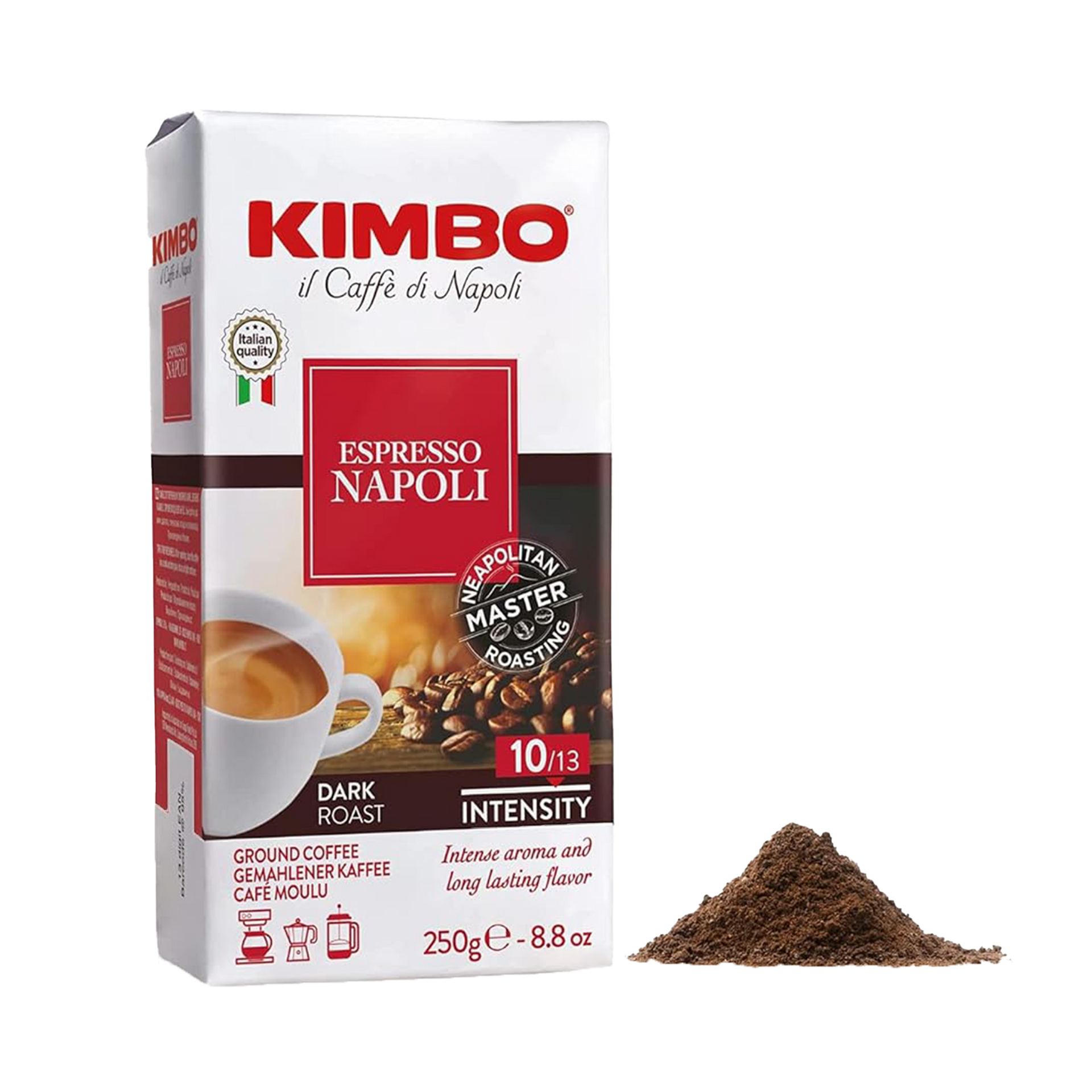 KIMBO - Espresso Napoli Ground Coffee - Dark Roast with Intense Aroma ...